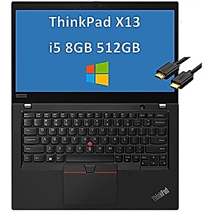 Lenovo 2022 ThinkPad X13 13.3" FHD (Intel 4-Core i5-10210U (Beat i7-8565U), 8GB RAM, 512GB PCIe SSD) IPS 1080p Slim Business Laptop, Fingerprint Reader, WiFi 6, Backlit Keyboard, Windows 10 Pro