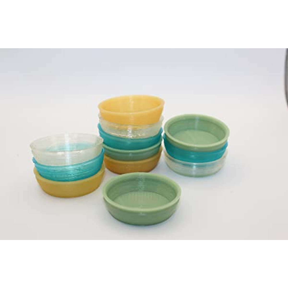 Stroodies 0.5oz Crested Gecko Bowls | Multi-Color |12-pack | (Multiple Colors (Aqua, Champagne, Clear, & Jadeite)