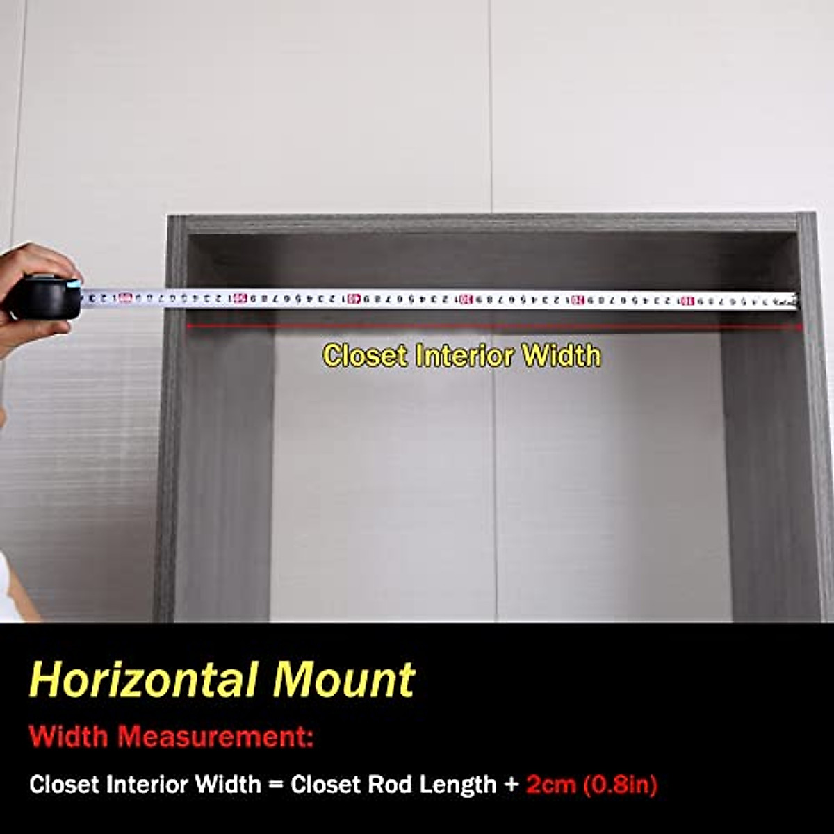 RAUGAJ Silver Aluminum Alloy Closet Rod Cuttable, 30-140Cm Long Oval Clothes Hanging Bar Top Mount, for Nursery/Home/Hotel/Office, with Bracket Kits/Closet W/D 23.6"(60Cm)