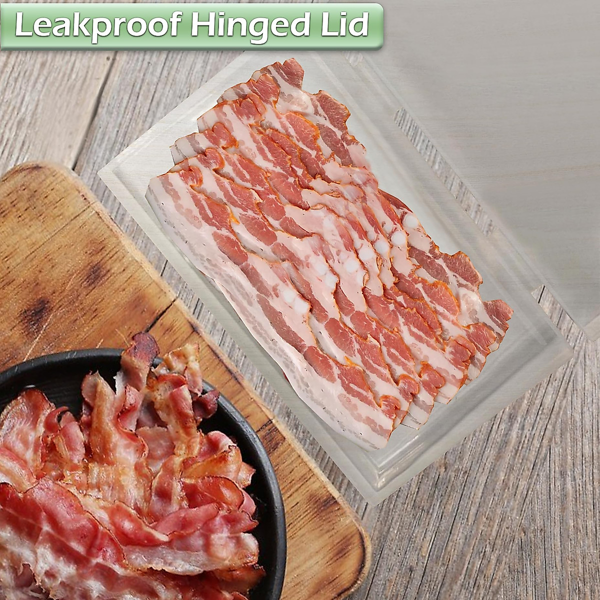 Home-X Bacon Saver, Plastic Bacon Container/Kitchen Meat Saver Storage Container