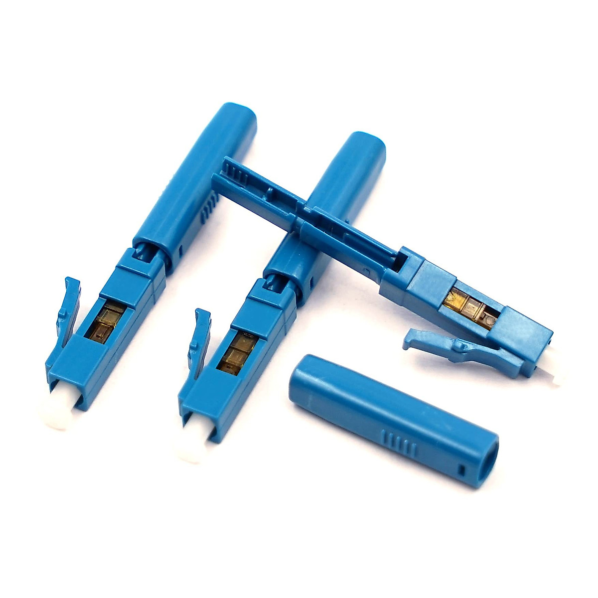 10pcs LEITE LC UPC Fiber Optic Quick Connector wiht Matched Tools Fiber Reusable Connectors Single Mode Mechanical Fast Connectors Adapter for FTTH CATV Network Instrument