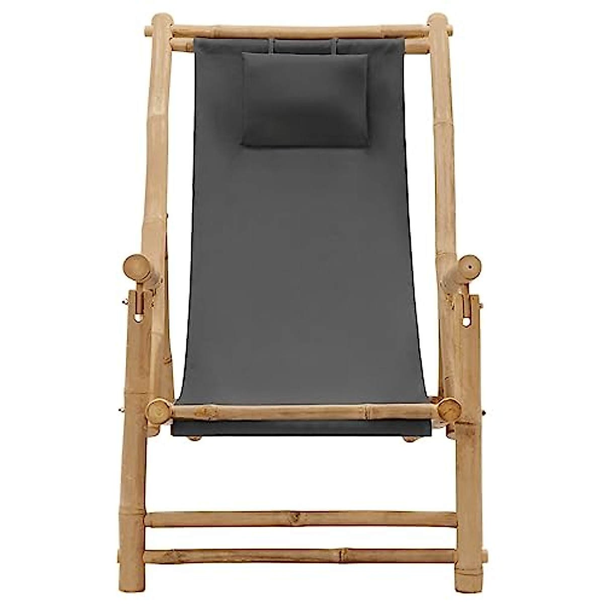 NusGear Deck Chair Bamboo and Canvas Dark Gray-7477