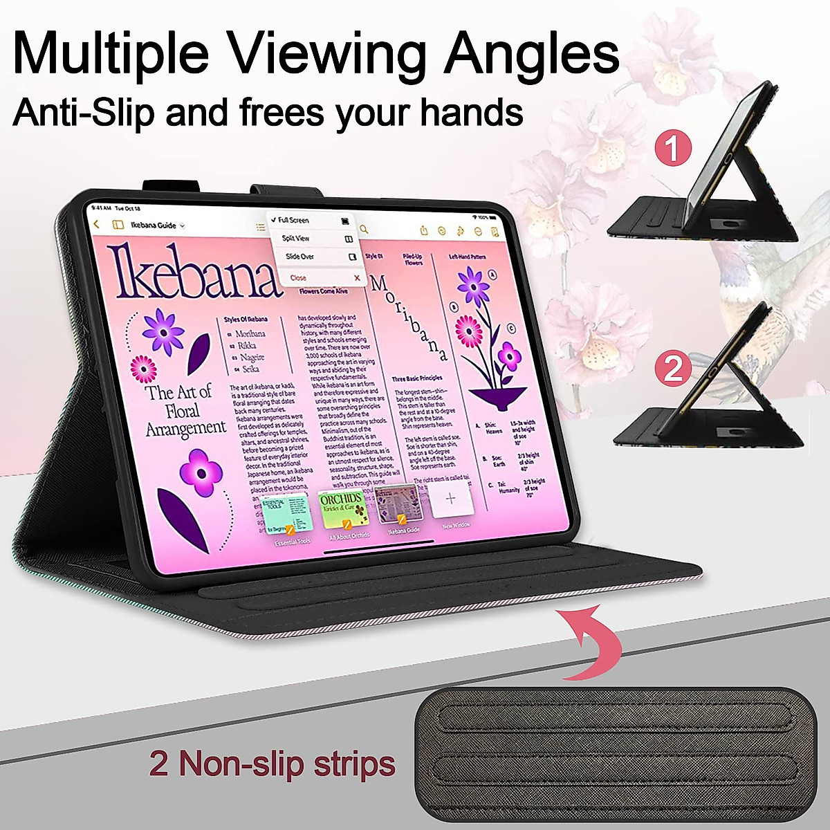 Compatible with iPad 10th Generation Case 10.9 inch(2022 Model),Protective Cover for iPad Case 10th Generation,Auto Wake/Sleep Cover,Pencil Holder(Pink Flower Hummingbird)