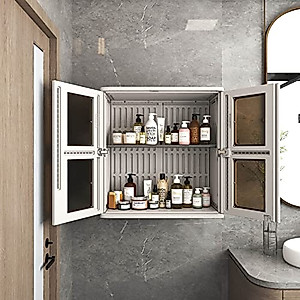 HOMSPARK Bathroom Wall Cabinet, Multifunctional Medicine Cabinet with Shelf, Wall Mounted Storage Cabinet for Bathroom, Laundry Room, Kitchen, Garage