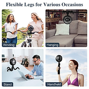 WGCC Mini Handheld Personal Portable Fan, Stroller Fan Clip On Baby with Flexible Tripod, Baby Stroller Fan USB or Battery Desk Fan with 3 Speeds Versatile Fan for Car Seat Crib Bike Desk (Black)