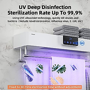 Towel Warmers for Bathroom,Zomhusea Intelligent Towel Dryer 500W Wall Mounted Drying Racks Home Hanging Racks Electric Heated Towel Racks for Pool,Laundry Room,Cloakroom