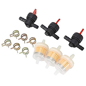 Aqur2020 G1/4 Gas Tank Shut Cut Off Valve Pump Filter Clamp Gas Kit for Garden Brush Cutter Lawn Mower Carburetor Strainer Polyester Screen Sediment Trapper System