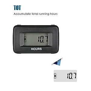 Runleader Digital LCD Hour Meter Kit,AC/DC 5V to 277V,Use for ZTR Lawn Mower Tractor Generator Golf cart Club car Scrubber Marine ATV Motor Compressor and Gas Powered Equipment (1)