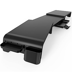Fenge Dual Monitor Stand, Adjustable Length and Angle, Organizer with Removable Slot Drawer Tablet Phone Holder, Computer Monitor Riser for 2 Monitors, Black, G04C1122B
