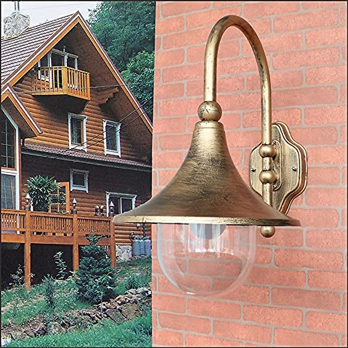 TEmkin Retro Industrial Minimalism Sconce Wall Lamp Bronze Outdoor Aluminum Horn Cover Waterproof Wall Lights LED Used for Courtyard Gate Wall Park Wall Lighting