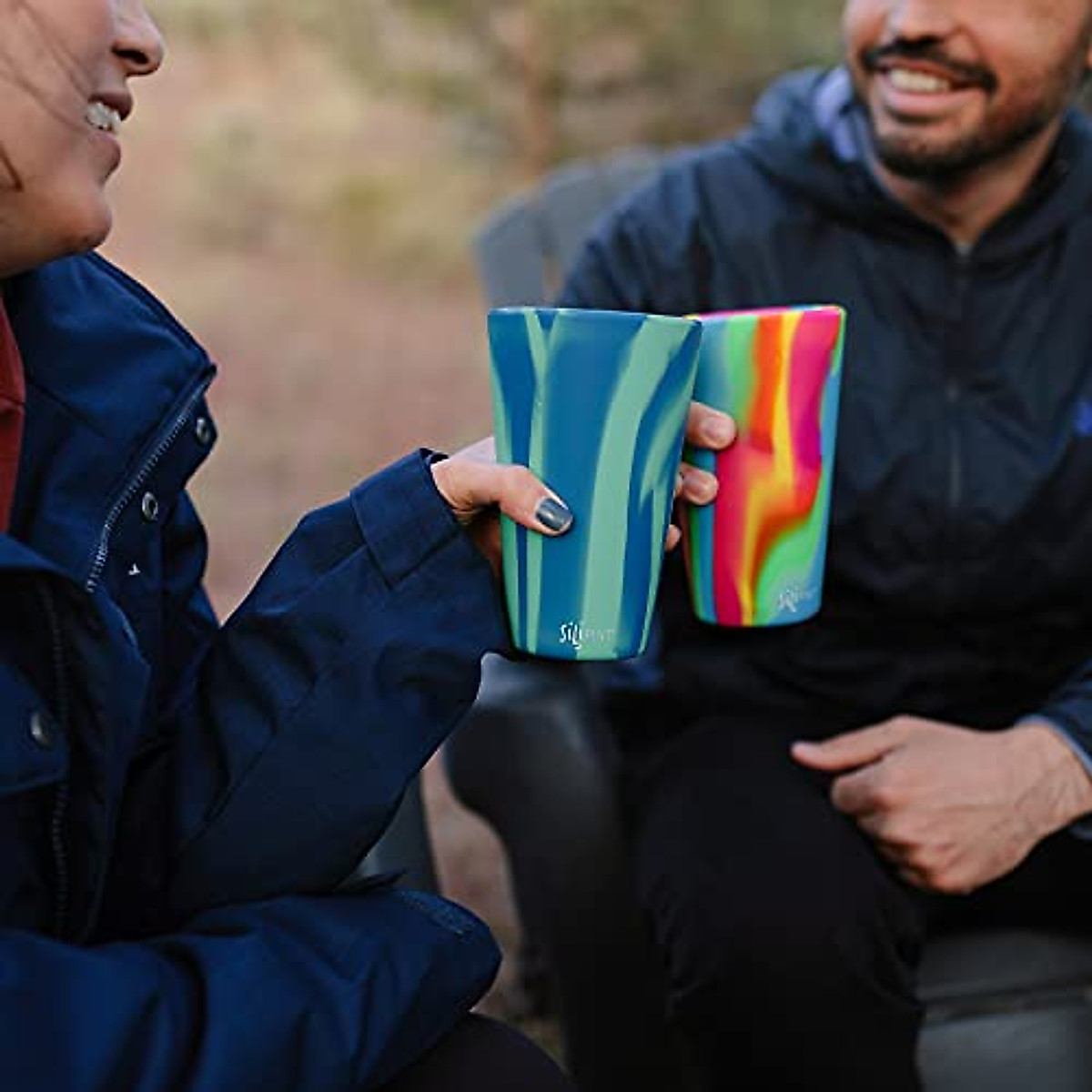 Silipint: Silicone Pint Glasses: 4 Pack Headwaters, Mtn Marble, Arctic Sky & Hippie Hops - 16oz Unbreakable, Flexible