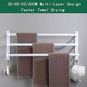 Towel Rails Wall Mounted with 2 Hooks Space Aluminum Towel Rack Bathroom,Towel Holder for Bathroom Hotel Kitchen White 3 Layer 40cm