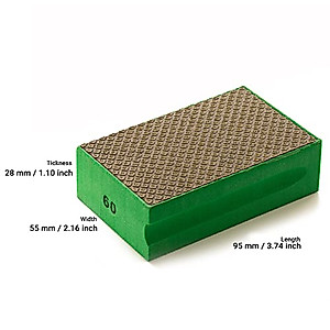 Glass Polish 15003 | Diamond Hand Pad, Hand-Held Sanding Block for Grinding, polishing, Sharp Edges | Grit 60