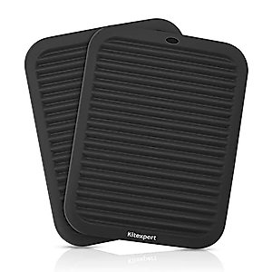 Silicone Trivets for Hot Dishes & Hot Pots and Pans -KITEXPERT Thick Hot Pads for Kitchen - Versatile Pot Holders & Heat Resistant Mats for Countertop - 2 Pack (Black)