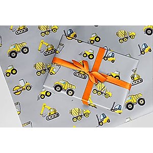 Construction Digger Dump Truck Forklift Gift Wrapping Paper - 24"x10'