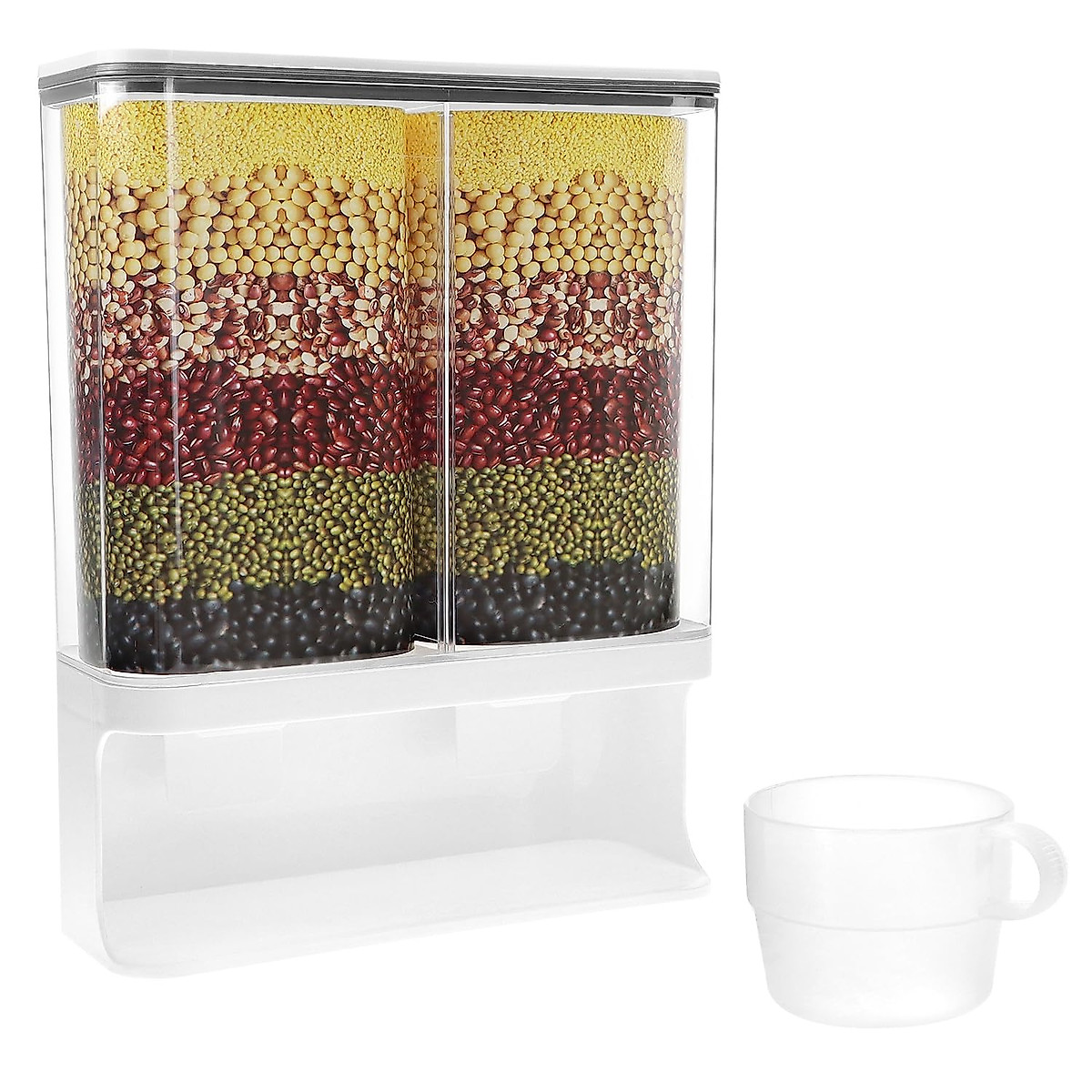 QWORK 105 Oz Wall-Mounted Laundry Beads Detergent Dispenser - Plastic Scent Booster Beads Storage Container for Laundry Room, Kitchen, and Bath - Rice Dispenser, Solid Grain Organizer