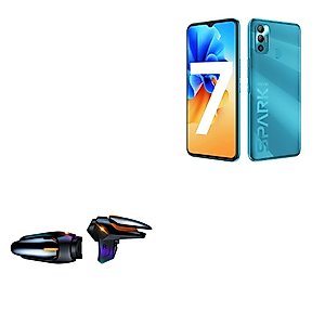BoxWave Gaming Gear Compatible with Tecno Spark 7T - Touchscreen QuickTrigger Auto, Trigger Buttons Autofire Gaming Mobile FPS - Jet Black