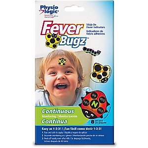 Physio Logic Fever-Bugz Indicator, Allows to Continuously Monitor Fever or Temperature for Up to 48 Hours, Colorful Stick-on that is Safe, Accurate, and Fast