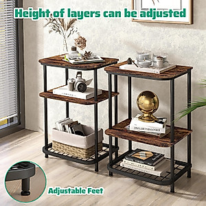 MOFAIN Side Table 3-Tier Small End Table for Small Spaces Storage Accent Table Night Stand for Living Room Bedroom Couch(Rustic Brown)