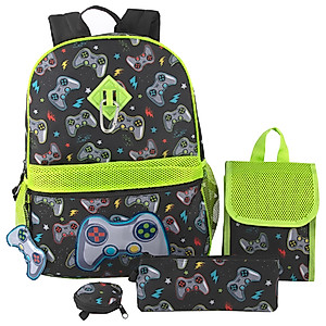Trail maker Boy's 6 in 1 Backpack With Lunch Bag, Pencil Case, and Accessories