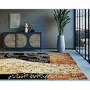 Momeni Rugs New Wave Collection, 100% Wool Hand Carved & Tufted Contemporary Area Rug, 3'6" x 5'6", Black