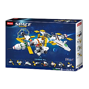 SlubanKids Space Station Building Blocks for Kids, 3D Early Learning Toys for Science and STEM, Stackable Shuttle DIY Exploration (Space Station - 511 Pcs)