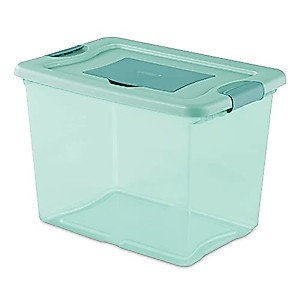 Sterilite 25 Quart Multipurpose Fresh Scent Stackable Accessory Storage Box Container for Home Closet Organization, Aqua (12 Pack)