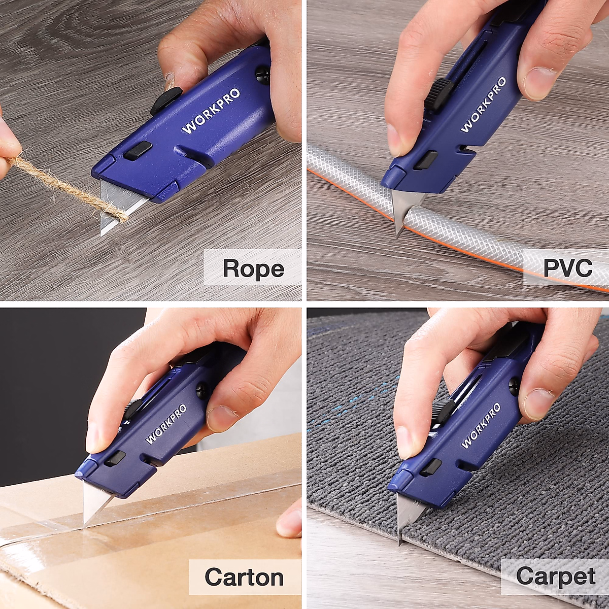 WORKPRO 2-in-1 Folding Knife & Box Cutter with 23pcs SK5 Blades Extra