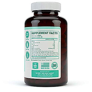 Natures Wellness Organic Coconut Oil 2000mg - Healthy Skin, Nails, Hair Growth – Extra Virgin, Cold Pressed, Unrefined Non GMO - Rich in MCT MCFA - Support Brain Function
