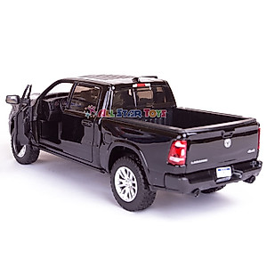 Dodge Ram 1500 Crew Cab Laramie, Black, 2019, Model Car,, Motormax 1:24