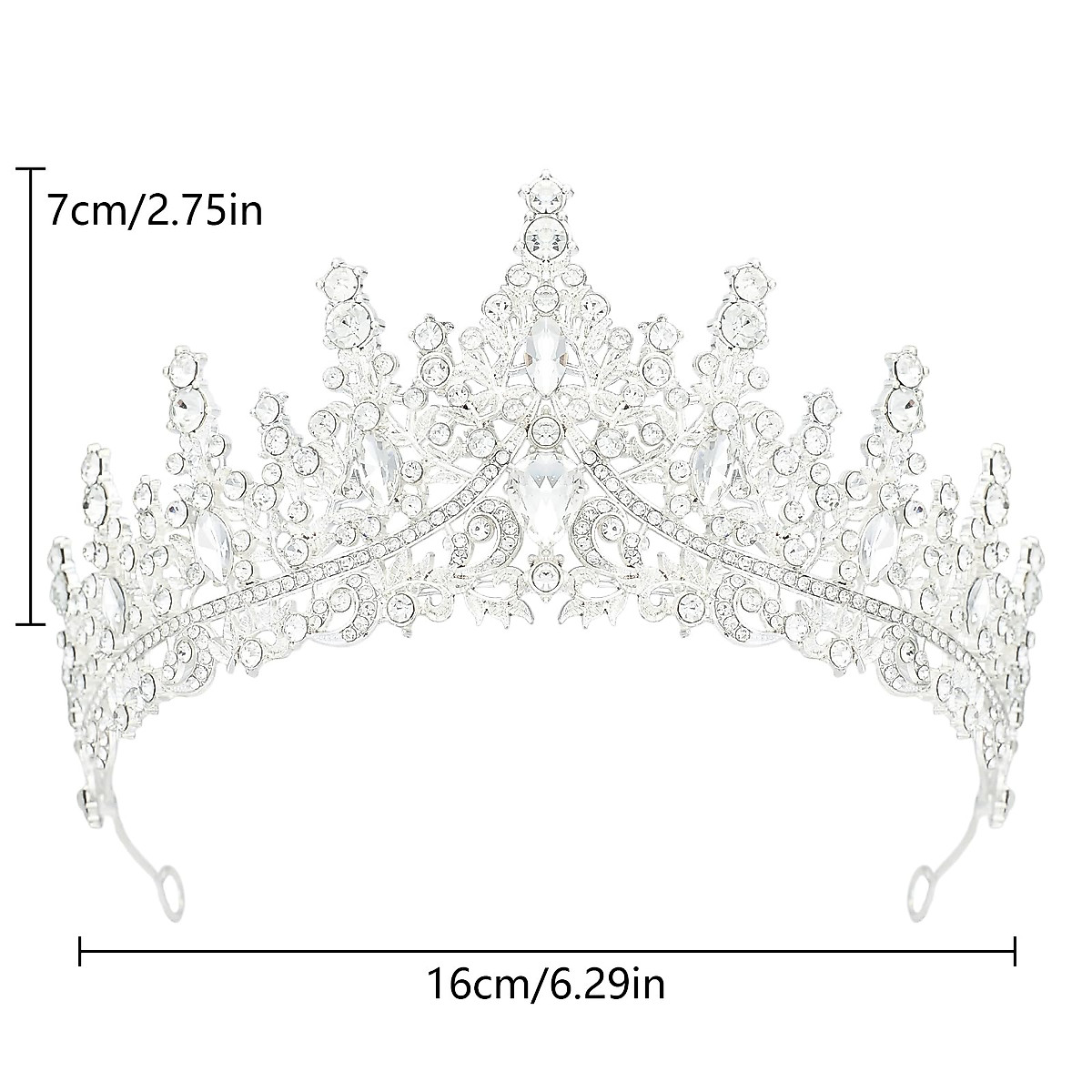 Generic Queen Crown Silver Wedding Crystal Tiaras Rhinestone Wedding Crowns and Tiaras for Women Costume Party Hair Accessories Princess Birthday Crown