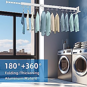 GLDDAO Wall Mounted Drying Rack,Wall Foldable Drying Rack Clothing Wall Mounted,Collapsible Drying Racks for Laundry Wall,Clothes Drying Rack Wall Mount,Retractable White