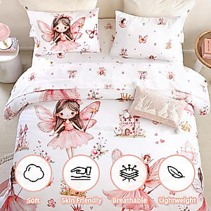 weigelia Twin Comforter Set 5 Pieces Bed in a Bag Fairy Castle Kids Comforter Set Lightweight Soft Twin Bedding Sets for Girls Boys