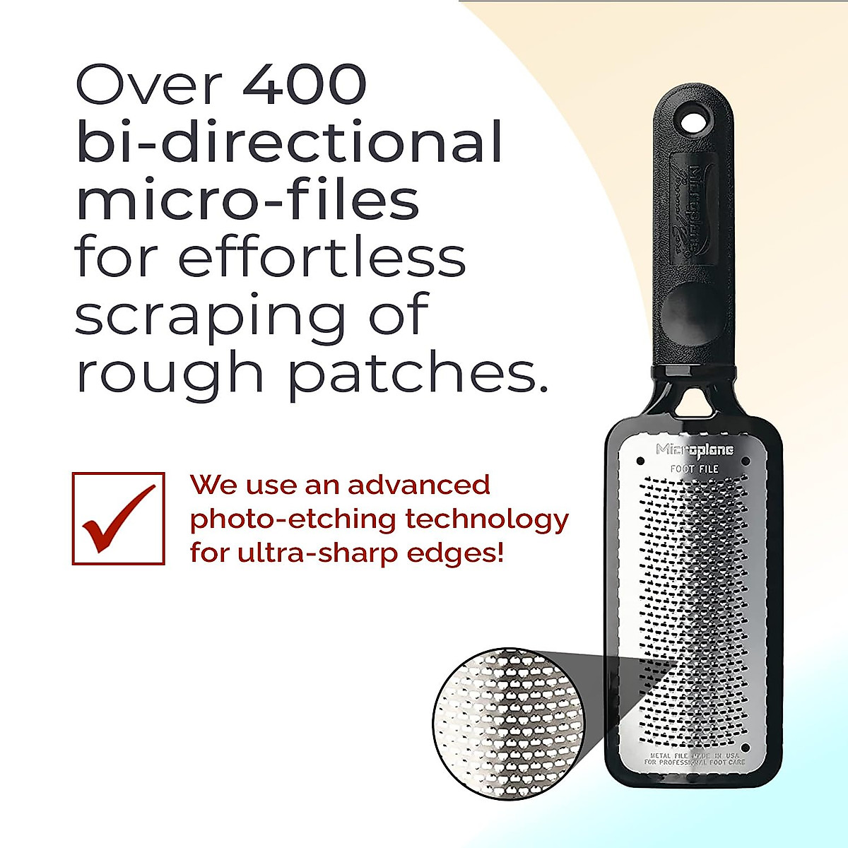 Microplane Colossal Foot File Scraper - The Original Stainless Steel Foot Rasp, Dead Skin/Callus Remover for Feet, Gentle Foot Scrubber, Pedicure Tools for Salon-Quality Foot Care, Black