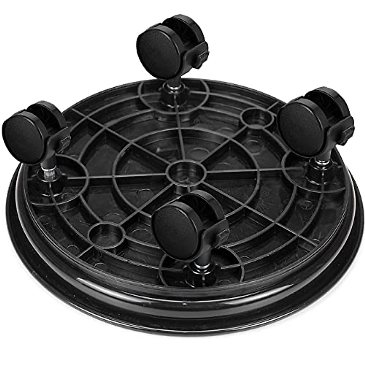 Fasmov 3 Pcs Plant Pallet Caddy Plant Stand Round Flower Pot Mover, Plant Pot Pallet Dolly Caster with Universal Wheels (Black)