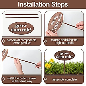 Grow Dammit Funny Garden Stake Metal Sign,Outdoor Sign Farmhouse Decor,Garden Stakes Sign Funny Gardening Gifts with Gift Box for Outdoor Lawn Yard Garden Decorations (23.6 Inches Tall)