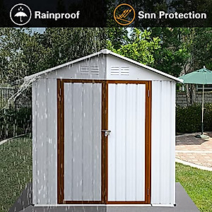 Reemoon 4 X 6 FT Storage Shed, Outdoor Metal Garden Shed with Lockable Door, Waterproof Tool Shed for Yard, Patio, Lawn