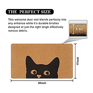 UINI Door Mat Outdoor Indoor Welcome Mats, Cute Cat Front Doormat, Non Slip Durable Entrance Rugs for Front Door, Inside Outside Entry, Porch, Resist Dirt, 17" x 30", Easy to Clean