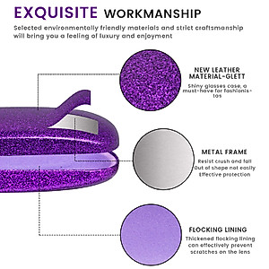 molshine Bling Hard Shell Glasses Case,Portable Sparkling Shiny Eyeglass Case for Men Women Girl Travel Study Work (Purple)