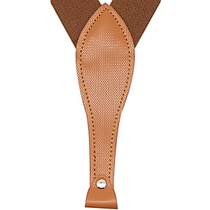 Timiot Mens Suspender Wide Leather 6 Metal Clips Adjustable Straps Y Shape (Coffe)