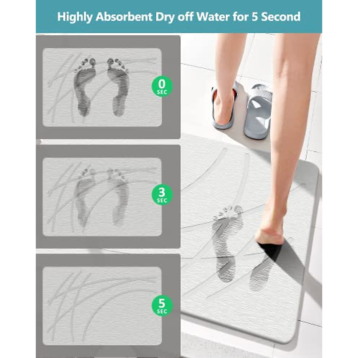 Stone Bath Mat, Diatomaceous Earth Shower Mat Nonslip Super Absorbent Quick Drying Bathroom Floor Mat for Kitchen Counter, Natural Bathroom Mat Stone Easy to Clean (23.7 x 15 .5inch)