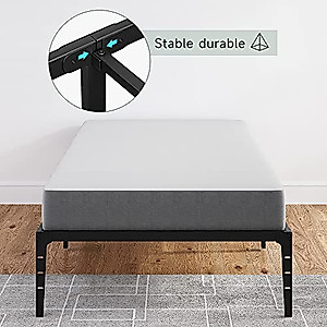 IDEALHOUSE 14 Inch Twin Metal Platform Bed Frame Heavy Duty Steel Slat No Box Spring Needed, Easy Assembly, Noise Free, Black (Twin)
