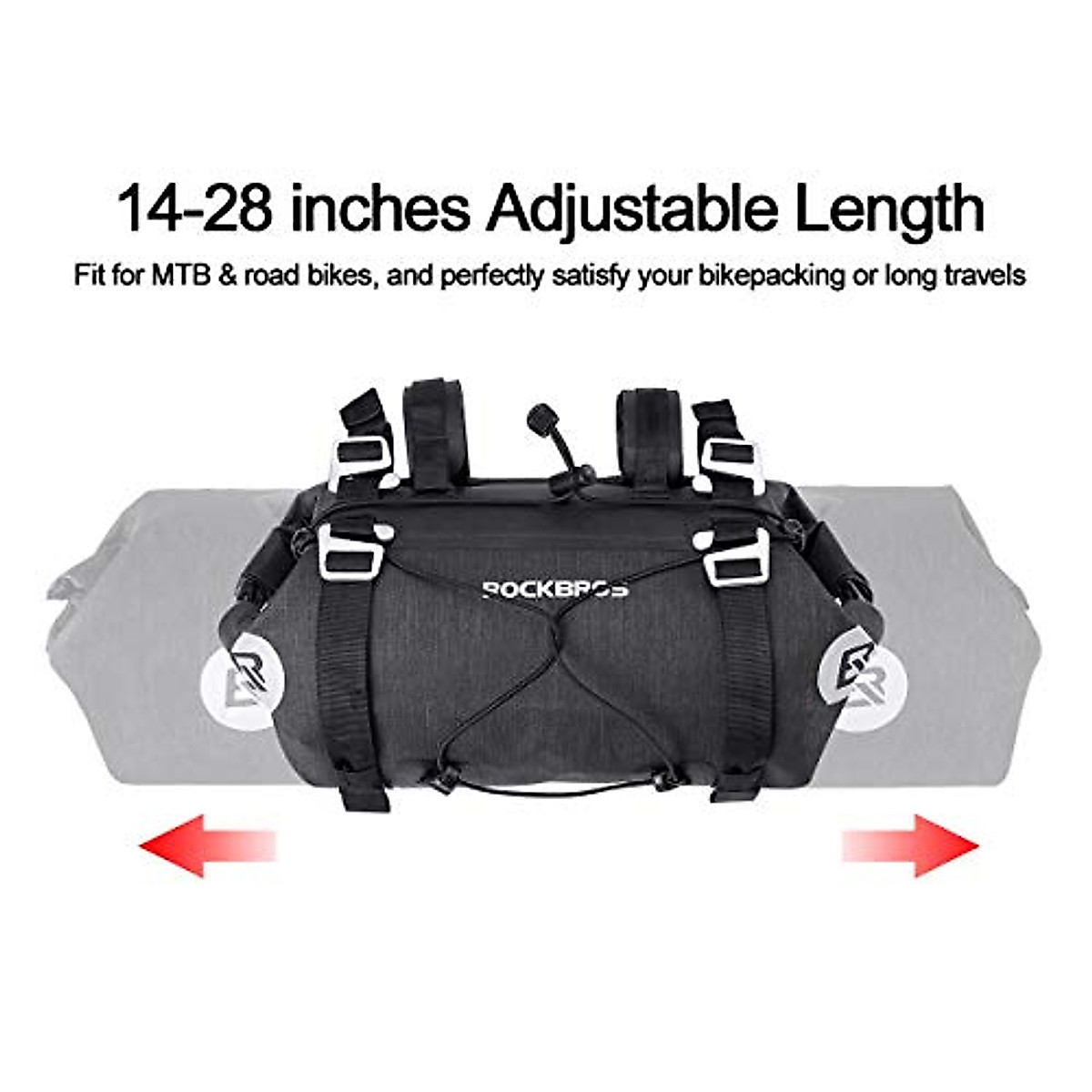 ROCKBROS Bikepacking Bike Handlebar Bag 7L-14L Waterproof Large Dry Pack Bicycle Front Bag Roll for MTB Mountain Road Drop-bar Bikes Bar