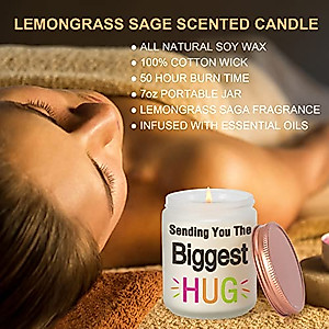 Thinking of You Gifts - Send A Big Hug Scented Candle Set & Insulated Tumbler, Feel Better Cheer Up Get Well Soon Gifts for Women, After Surgery Gift, Inspirational Candles, Grieving, Condolence, 7 oz