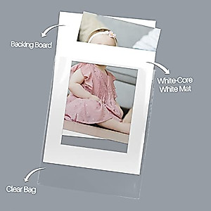 Golden State Art, Acid Free, Pack of 50 11x14 White Picture Mats Mattes with White Core Bevel Cut for 8x10 Photo + Backing + Bags