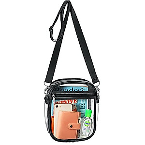 Lorbro Clear Bag Stadium Approved, Clear Crossbody Bag with Front Pocket, Adjustable Straps Shoulder Bags Clear Purses for Women Sporting Events, Concerts, Festivals (Clear, L)