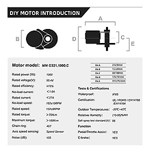 BAFANG Latest mid Drive Motor 1000W 50.4V Ebike Mid Motor Electric Bike Conversion Kit with Large Power 19Ah/50.4Ah Battery and Fast Charger with Upgrade DPC 181 LCD Display DIY Engine Series