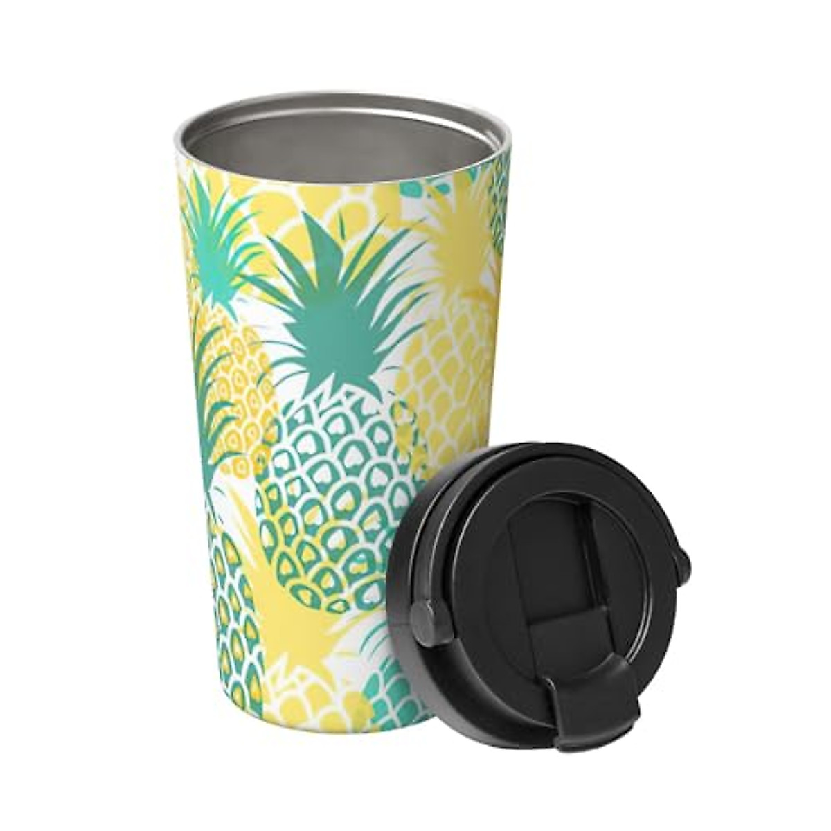 WANGXUEE Tropical Pineapple Print 500ml Stainless Steel Travel Tumbler Double Wall Vacuum Insulated Coffee Mug