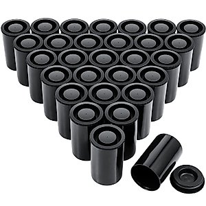 JOVITEC 30 Pieces Plastic Film Canister Holder, 35 mm Empty Camera Reel Containers, Storage Containers Case with Lids for Storing Small Accessories, Film, Keys, Coins, Art Beads (Black)