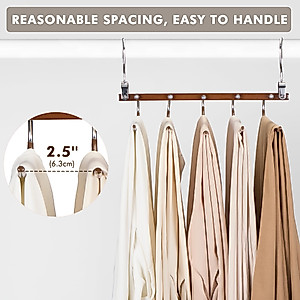 HOUSE DAY Pants Hangers Space Saving, Wood Jean Hangers for Closet, Non Slip Multi functional Pants Rack Hanger Multiuse Pant Organizer For Closet Space Saving Hangers for Pants, Scarfs (2PACK,Walnut)